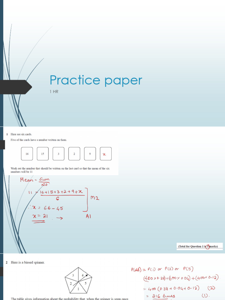 Practice Paper - 1HR Working | PDF