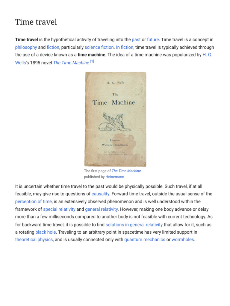 Time Travel - Wikipedia | PDF | Time Travel | General Relativity