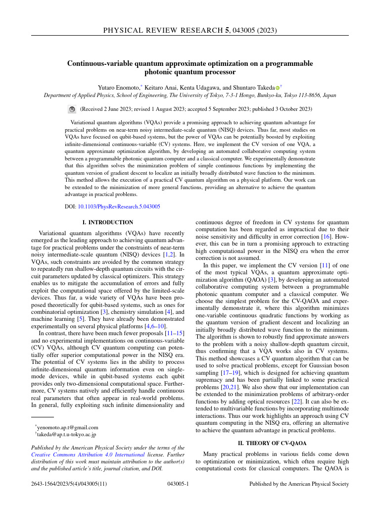 PhysRevResearch 5 043005 | PDF | Quantum Computing | Theoretical Physics