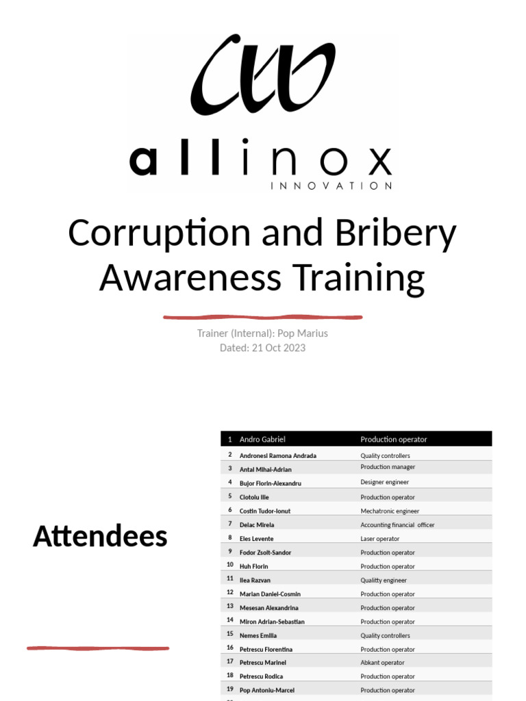 Corruption and Bribery Training Guide | PDF | Corruption | Misconduct