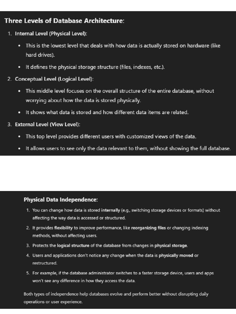 Three Level of architecture in DBMS | PDF