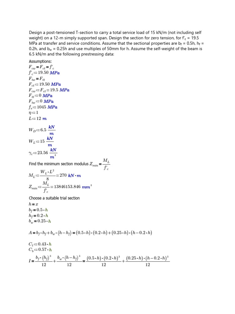Post-Tensioned T-Section Design Guide | PDF | Structural Engineering | Building Engineering