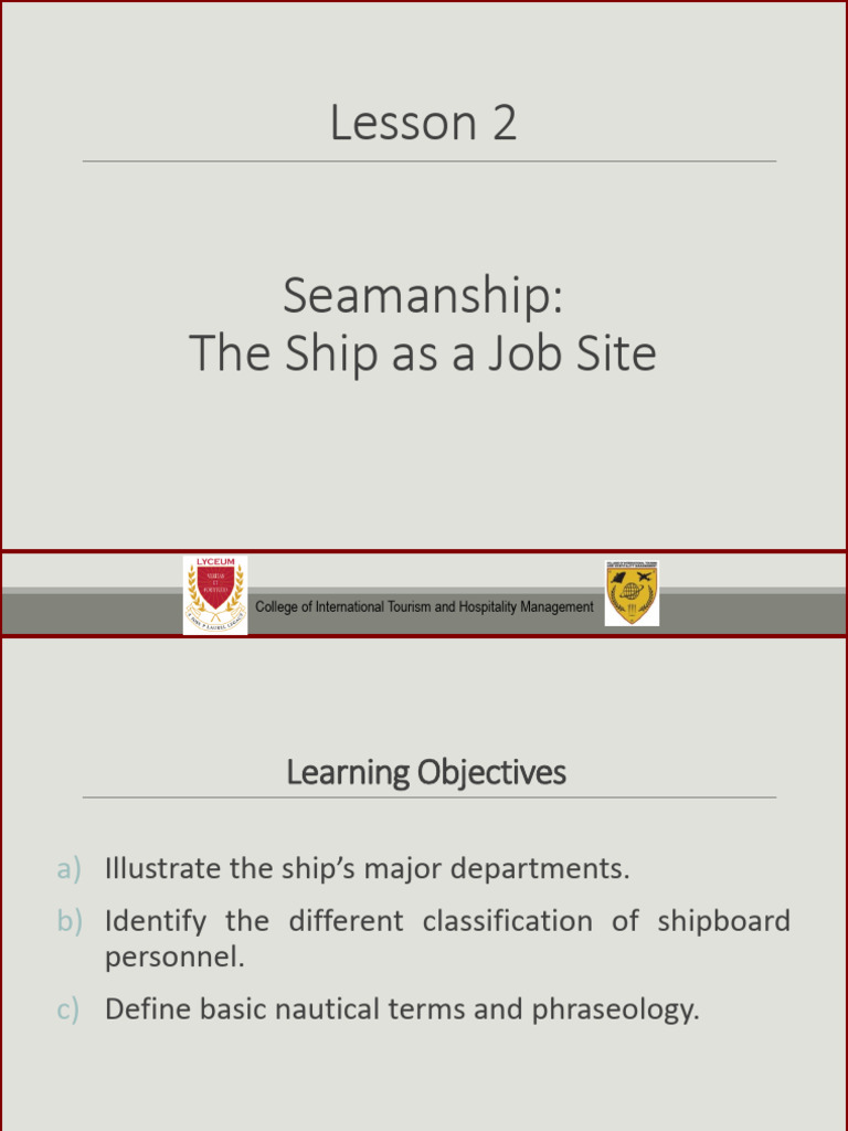 Seamanship: Shipboard Roles & Terms | PDF | Ships | Sea Captain