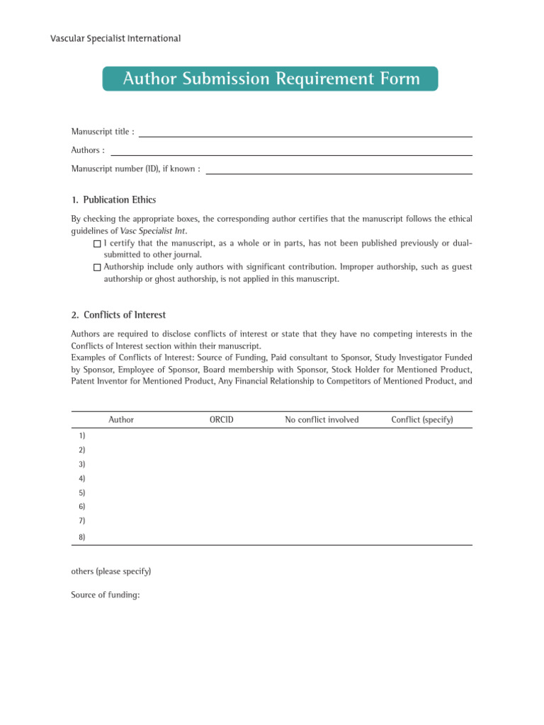 Author Submission Requirement Form | PDF | Institutional Review Board ...