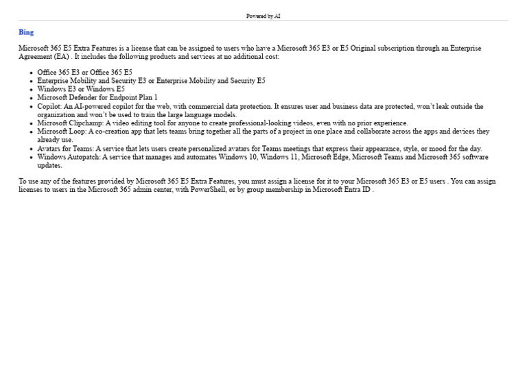 Microsoft 365 E5 Extra Features Guide | PDF
