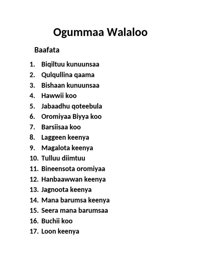 Ogummaa Walaloo | PDF