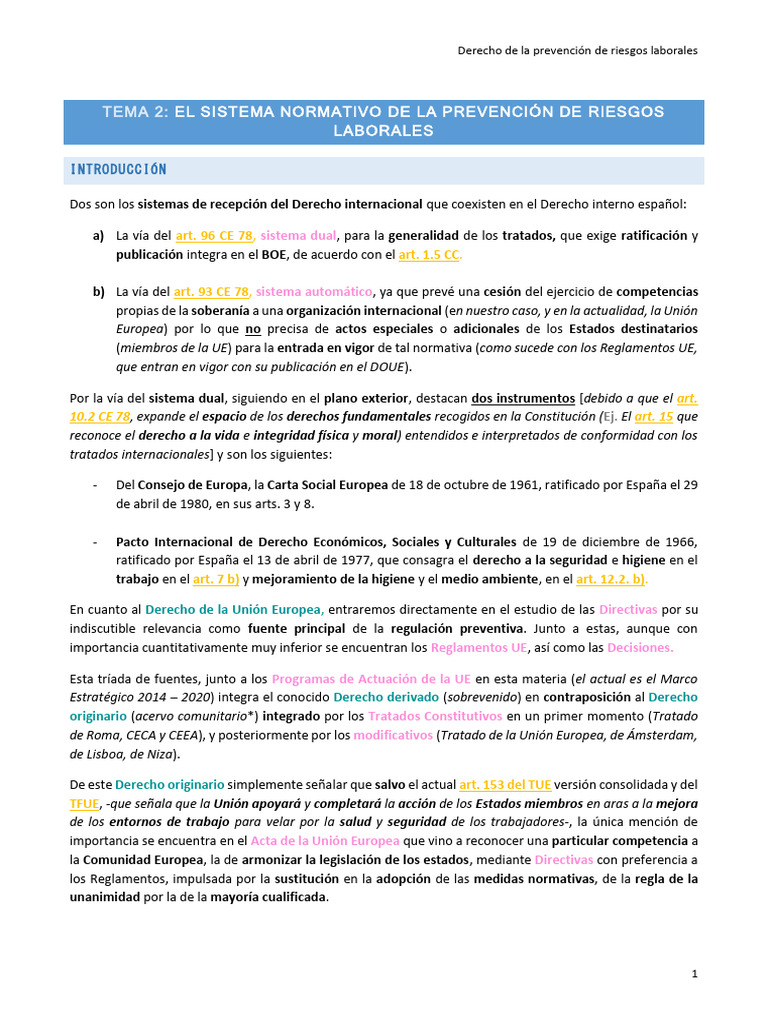 Tema 2 PRL | PDF | Ley de la Unión Europea | Seguridad y salud ocupacional