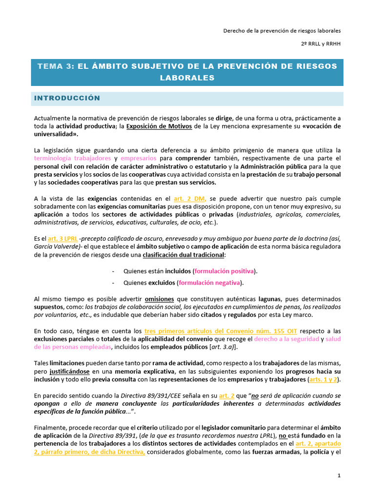 Tema 3 PRL | PDF | Derecho laboral | Policía
