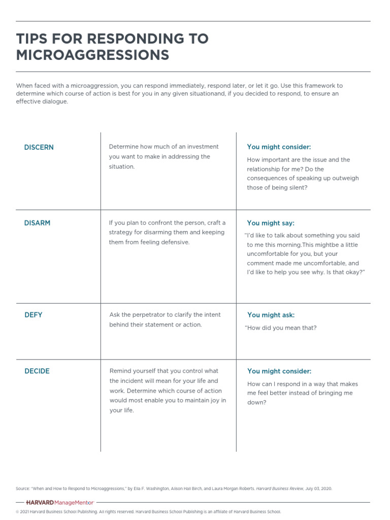 Tips For Responding To Microaggressions | PDF
