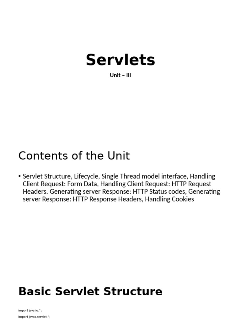 Unit III Servlets | PDF | Computer Programming | Computing