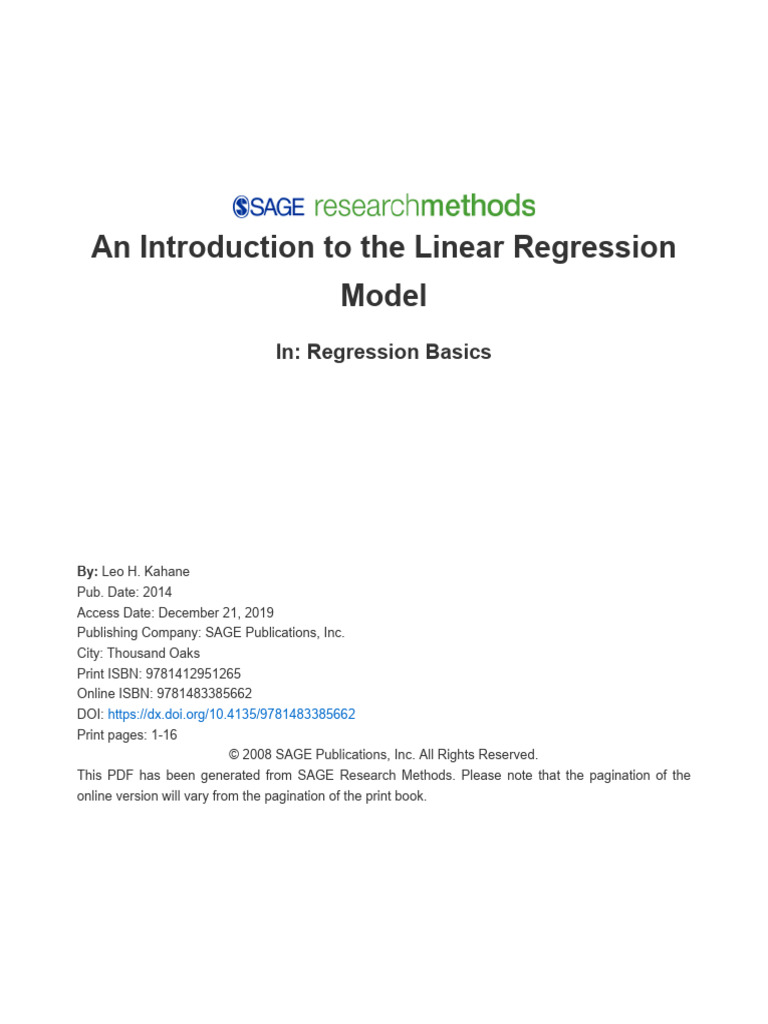 1.an Introduction To The Linear Regression Model | PDF | Regression ...
