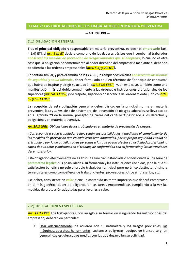 Tema 7 PRL | PDF | Equipo de protección personal | Justicia