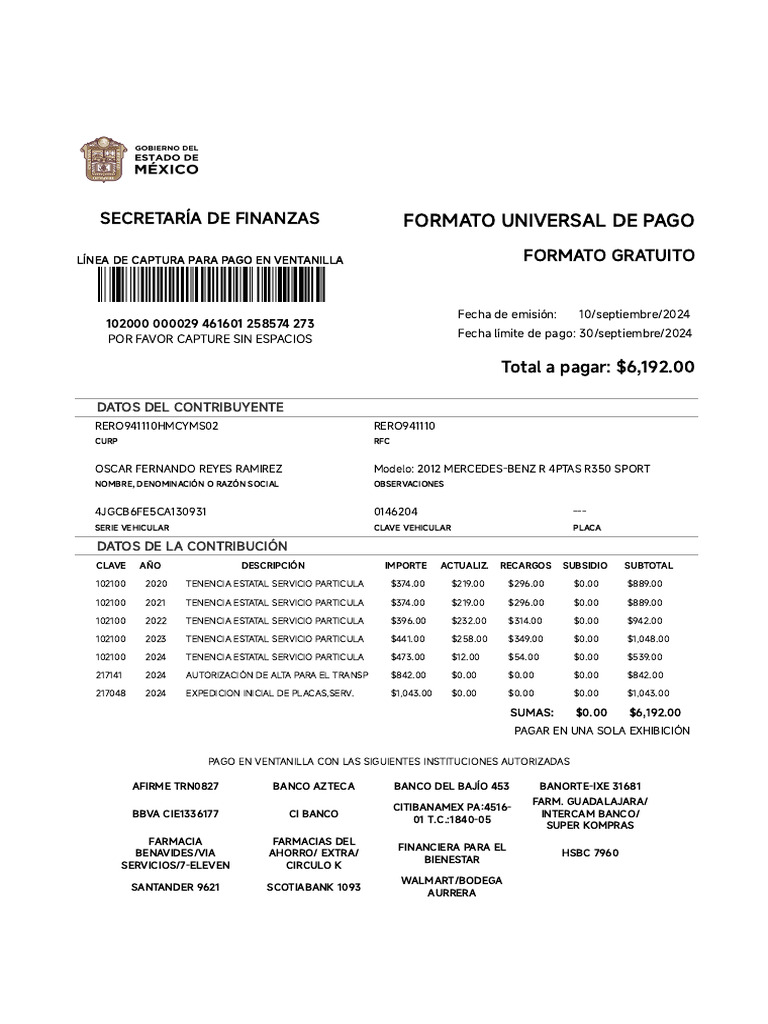 Formato Pago | PDF | Economias | Finanzas personales