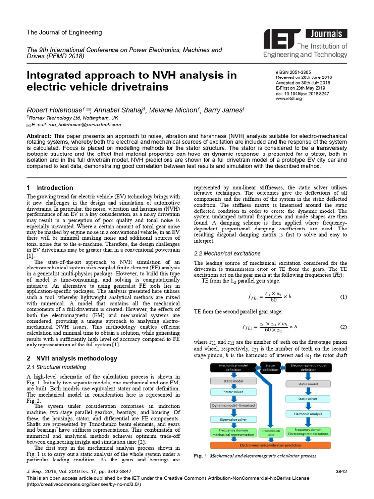 NVH Analysis in Electric Vehicle Drivetrains | PDF | Gear | Mechanical ...