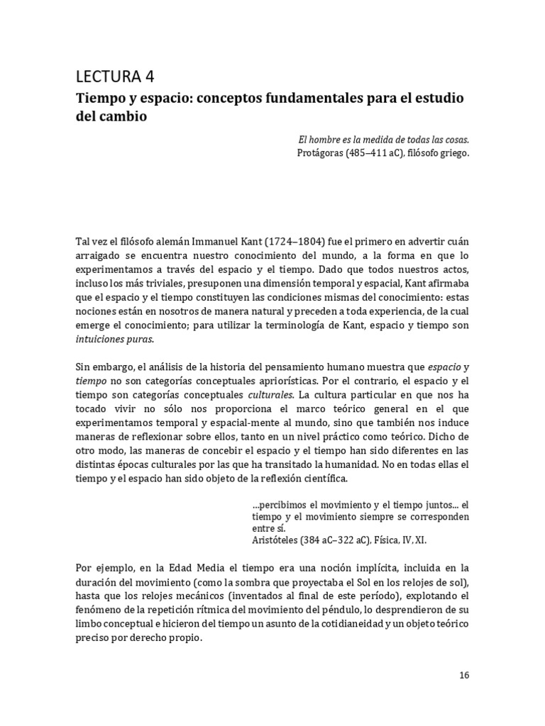 LECTURA 4 Tiempo y Espacio | PDF | Hora | Espacio