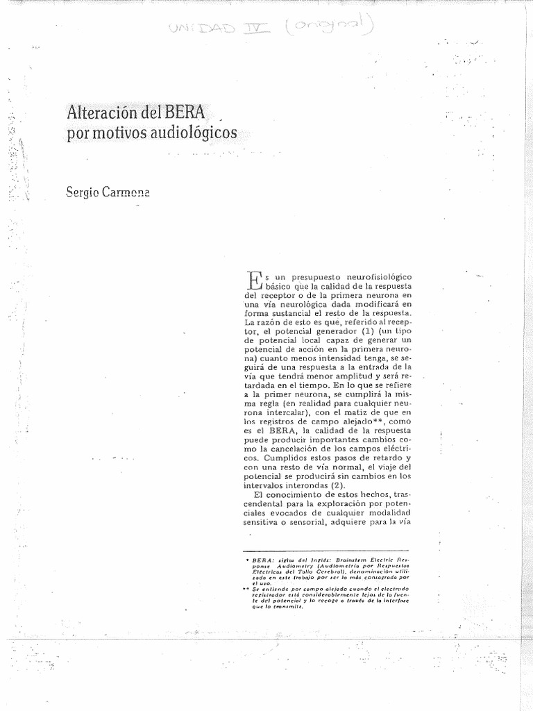 Alteración del Bera por motivos audiológicos | PDF