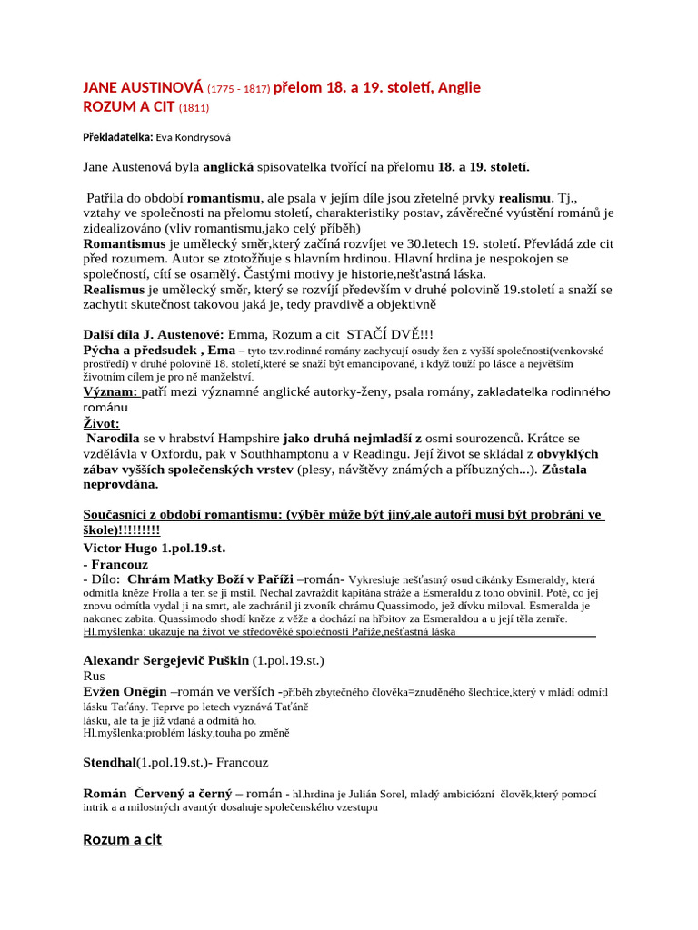 Austenova Jane - Rozum A Cit, G4 | PDF