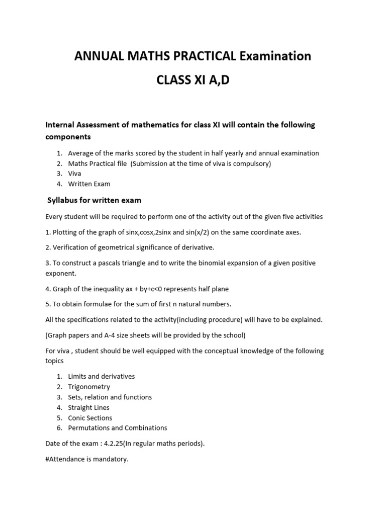 Maths Practical Examination | PDF