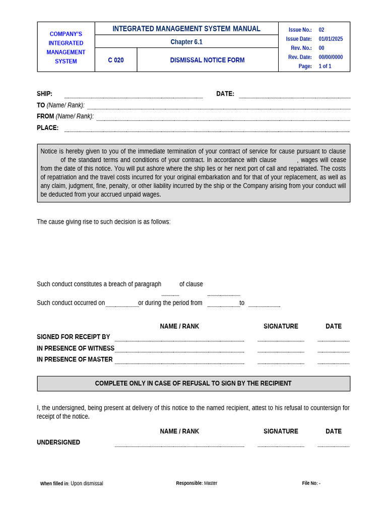 Form C 020 Dismissal Notice | PDF