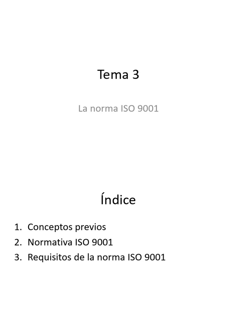 Tema 3 ISO 9001 2015 para Campus Virtual | PDF | Calidad (comercial ...
