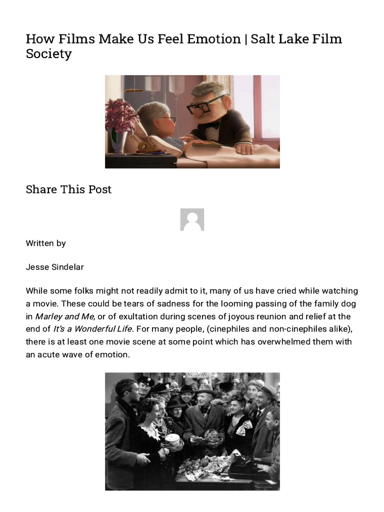 How Films Make Us Feel Emotion - Salt Lake Film Society | PDF | Empathy ...