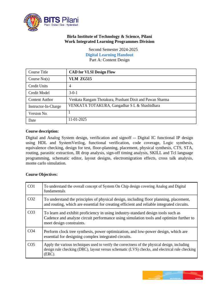 VLM Zg515 Course Handout | PDF | Logic Synthesis | Hardware Description ...