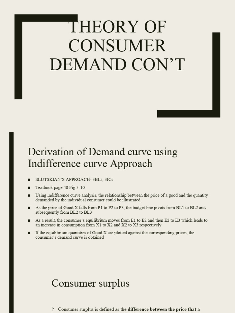Derivation of Demand Curve Using Indifference Curve, Consumer Surplus ...