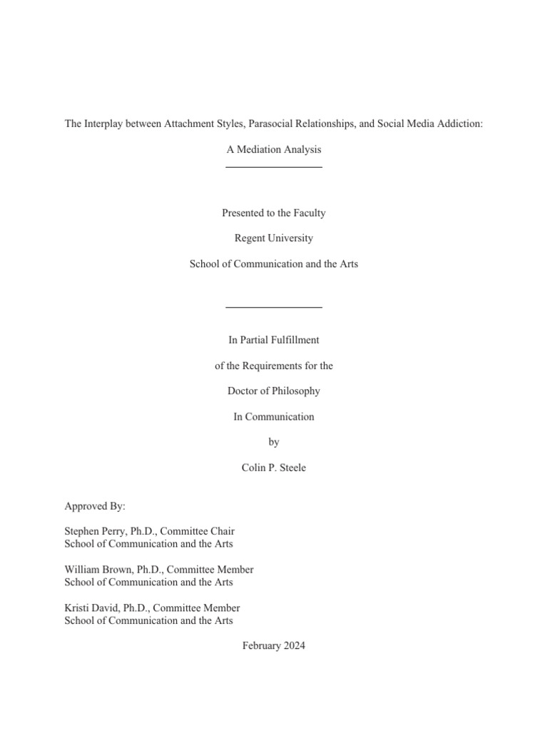 The Interplay Between Attachment Styles Parasocial Relationships and ...