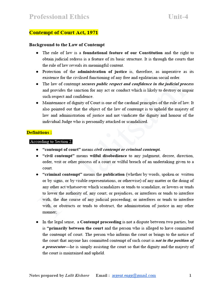 Contempt of court | PDF | Contempt Of Court | Judge