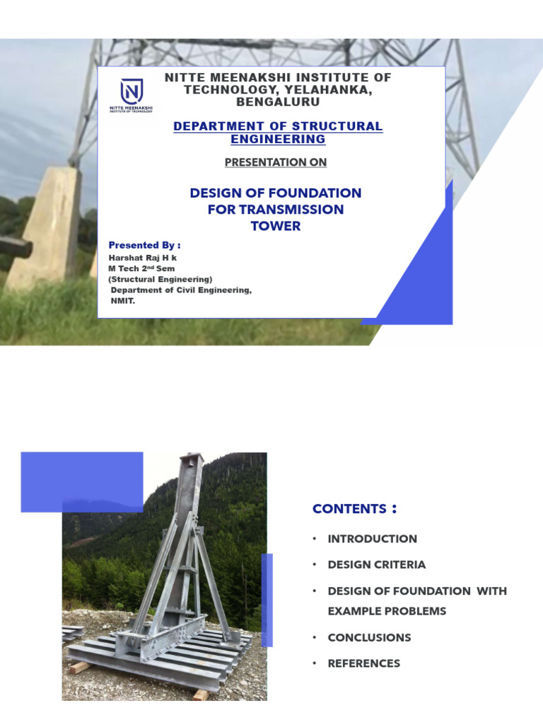 Design of Foundations For Transmission Tower HARSHATRAJ | PDF ...