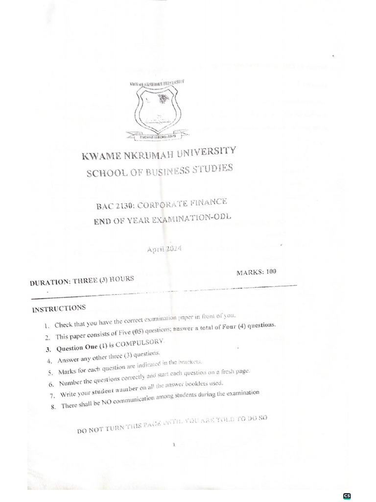 BAC-2130 END OF 2024 ODL EXAM | PDF