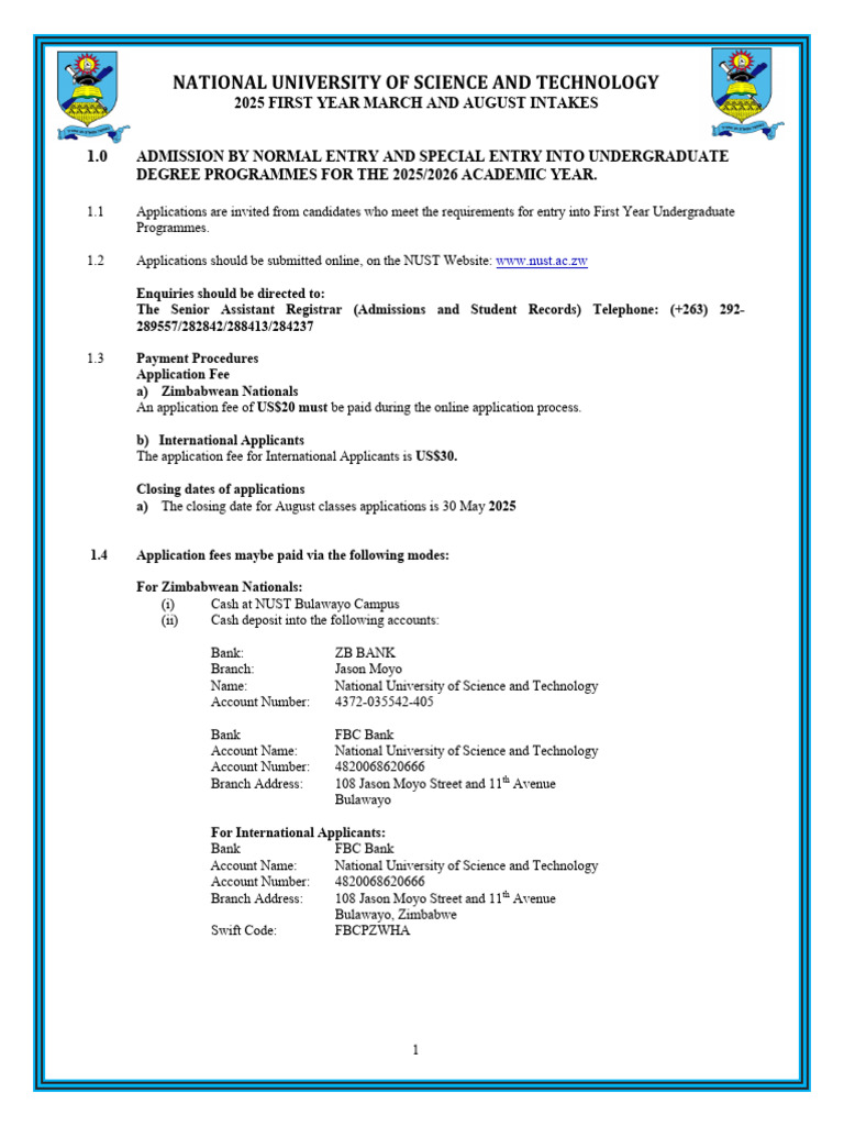 FSTE Undergraduate Advert 2025 1 | PDF | Academic Degree | Bachelor's Degree