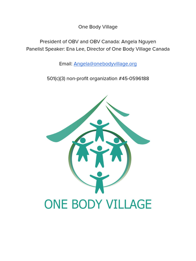 One Body Village Proposal Packet | PDF | Psychotherapy | Art Therapy