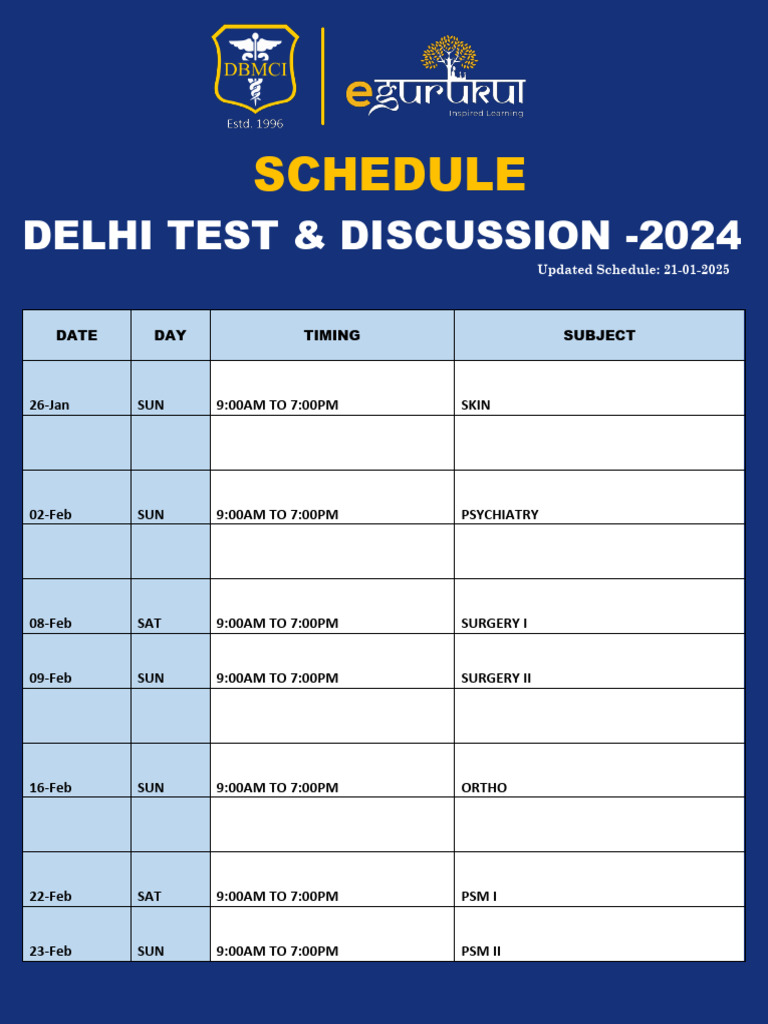 DELHI T&D Schedule | PDF