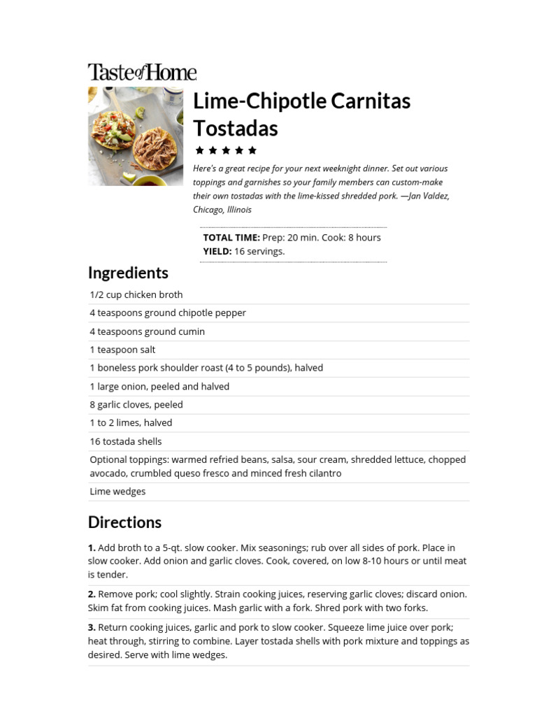 Chipotle-Lime Carnitas | PDF