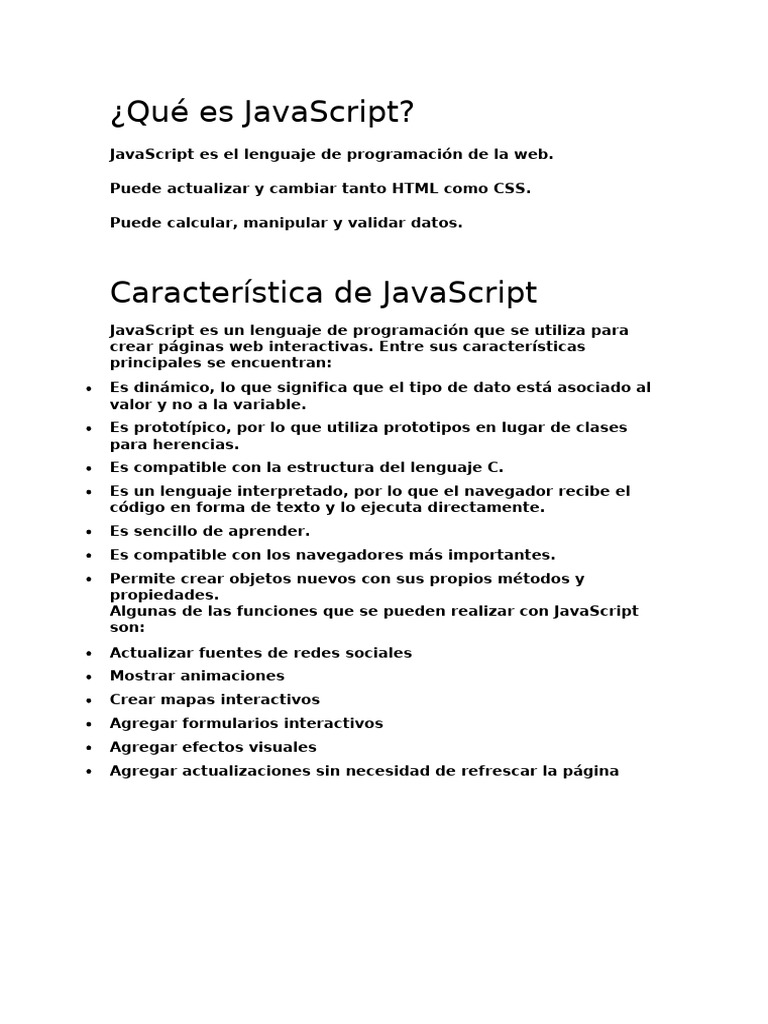 Características y Usos de JavaScript | PDF