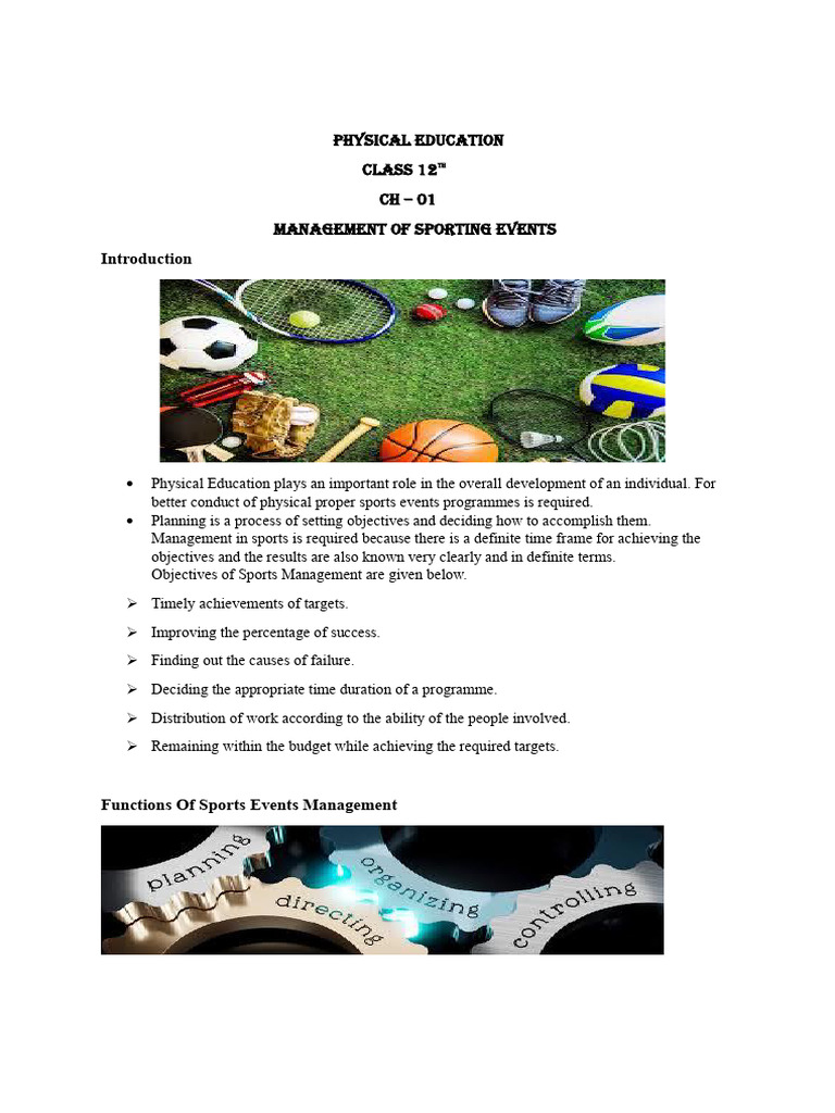 Sports Event Management Guide | PDF | Tournament | Sports