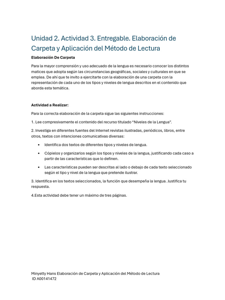 Unidad 2. Actividad 3. Entregable. Elaboración de Carpeta y Aplicación ...