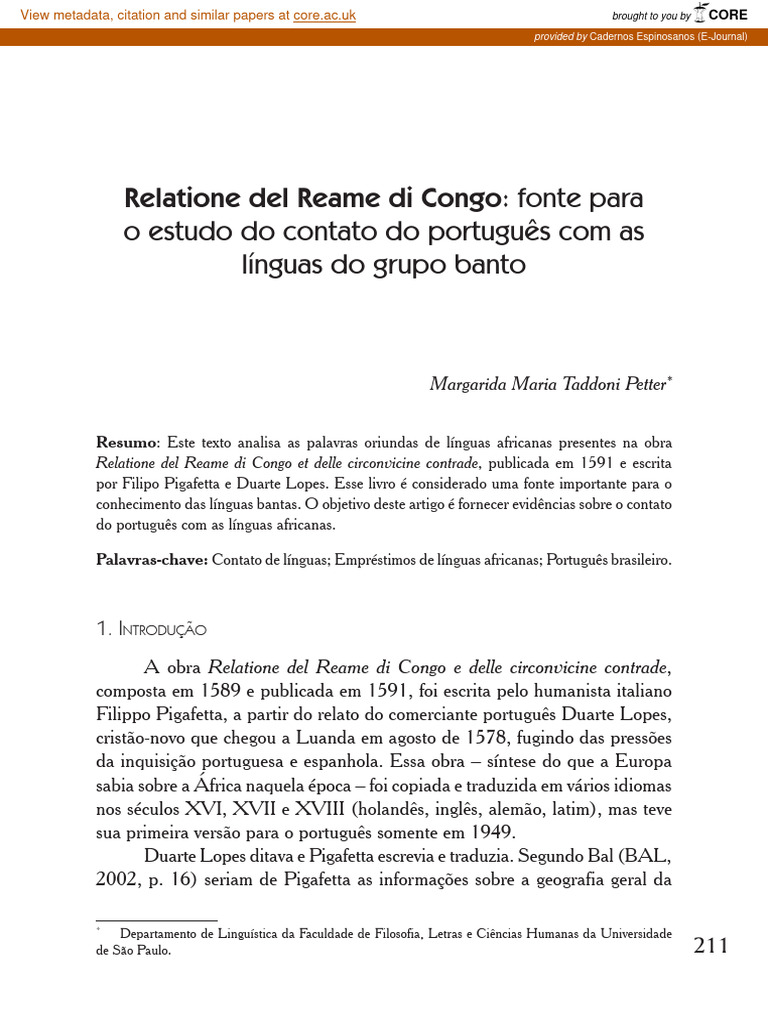 Relatione Del Reame Di Congo Fonte para | PDF | Português (idioma) | África