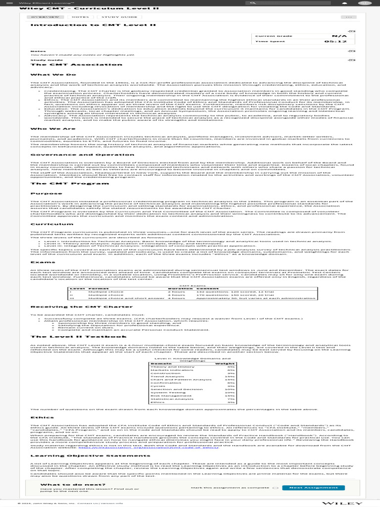 1.introduction To CMT LEVEL II | PDF | Technical Analysis | Multiple Choice