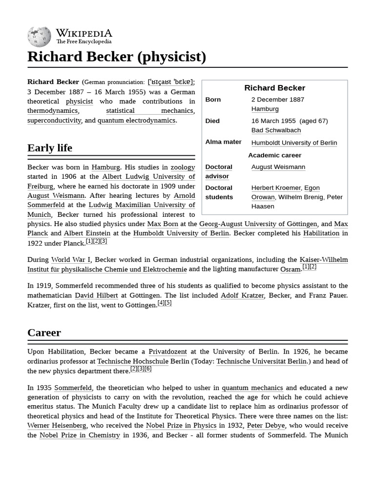 Richard_Becker_(physicist) | PDF | Quantum Mechanics | Physics