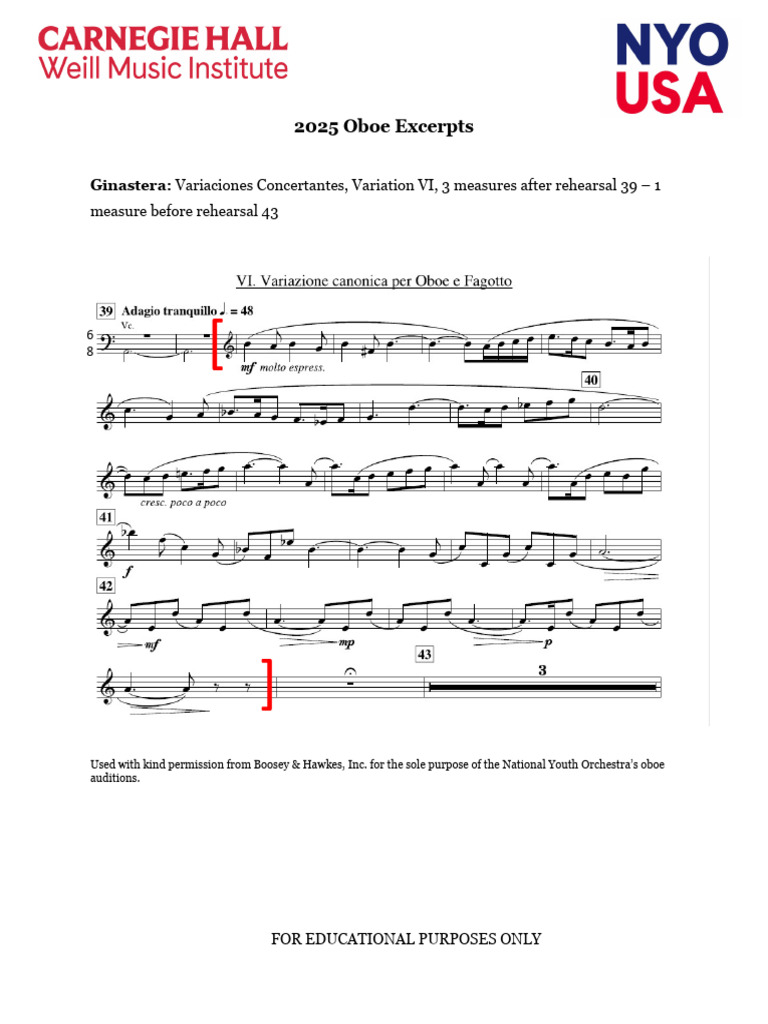 Oboe Excerpts | PDF
