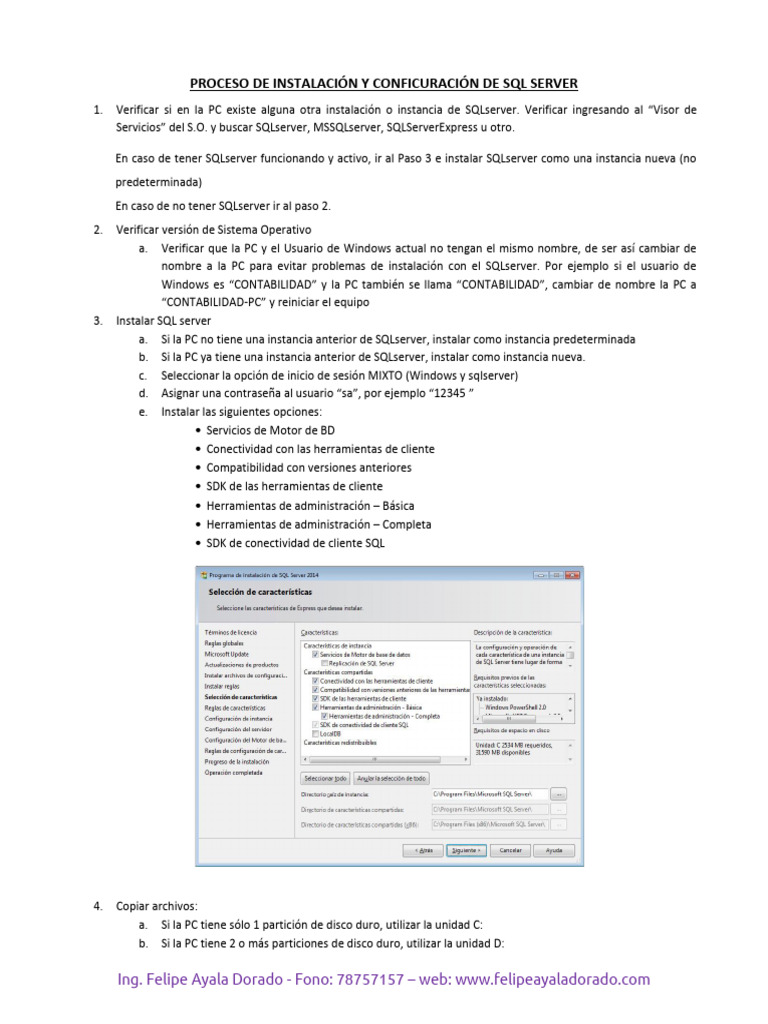 Instalar Configurar SQL SERVER | PDF | Servidor SQL de Microsoft ...