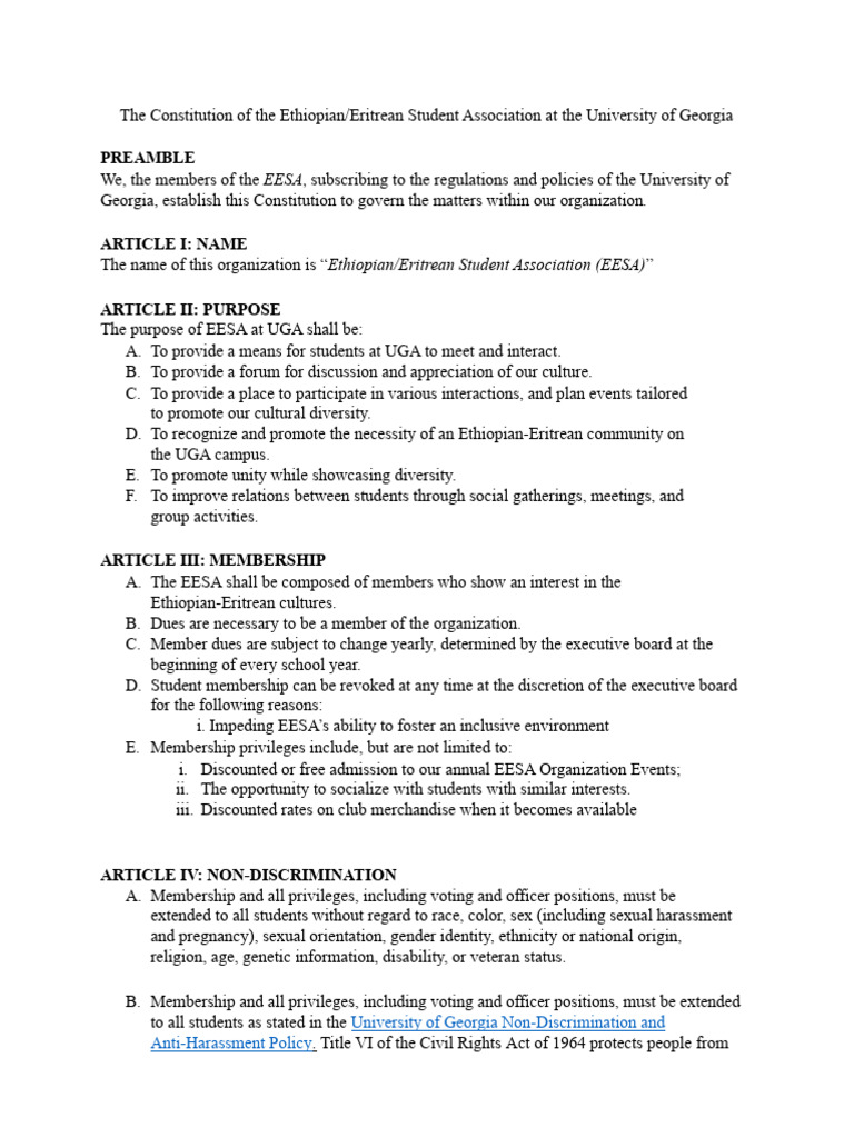 EESA_Constitution_2022-2023 | PDF | Discrimination | Justice