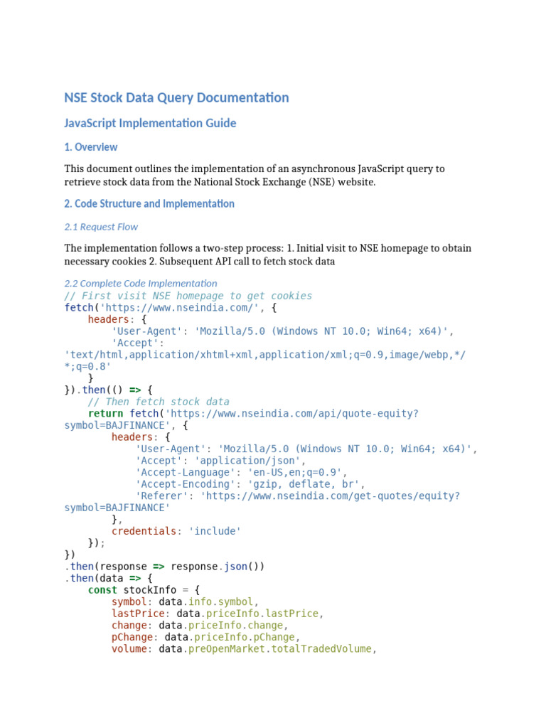 Nse Query Documentation | PDF | Http Cookie | Json