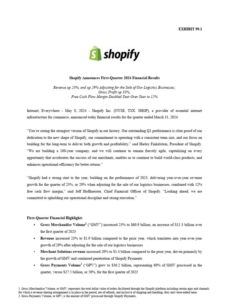 Exhibit 99 1 Press Release Q1 2024 - Final | PDF | Equity (Finance) | Intangible Asset