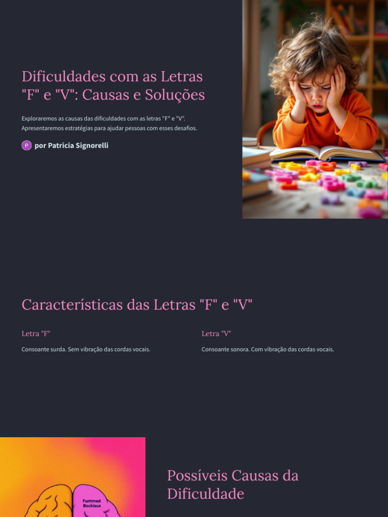 Dificuldades Com As Letras F e V Causas e Solucoes | PDF | Dislexia ...
