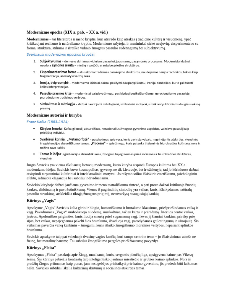 Modernizmo Epocha | PDF