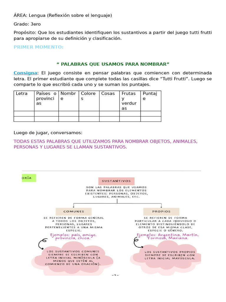 Sustantivos Clase 1 | PDF