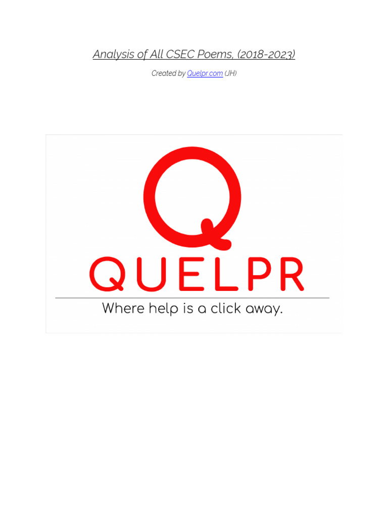 All CSEC Poems Analysis and Summary | PDF